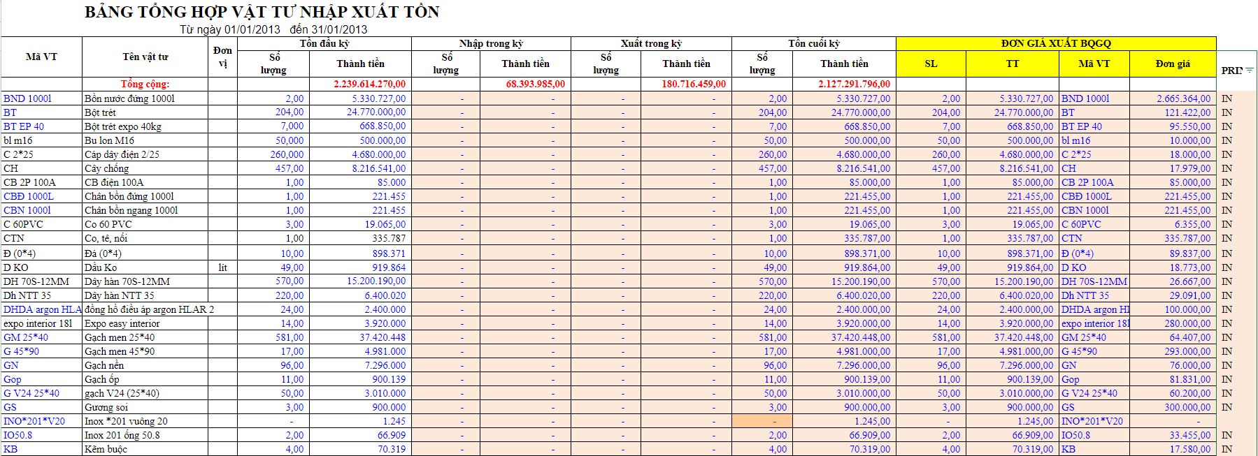 Mẫu file quản lý xuất nhập tồn kho bằng Excel miễn phí 2023