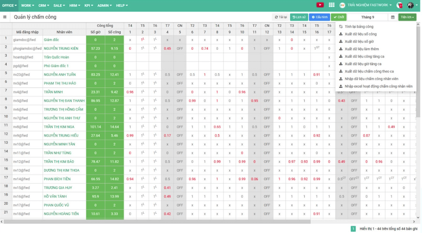 Hướng dẫn thiết lập bảng chấm công tự động trên FastWork TimeSheet